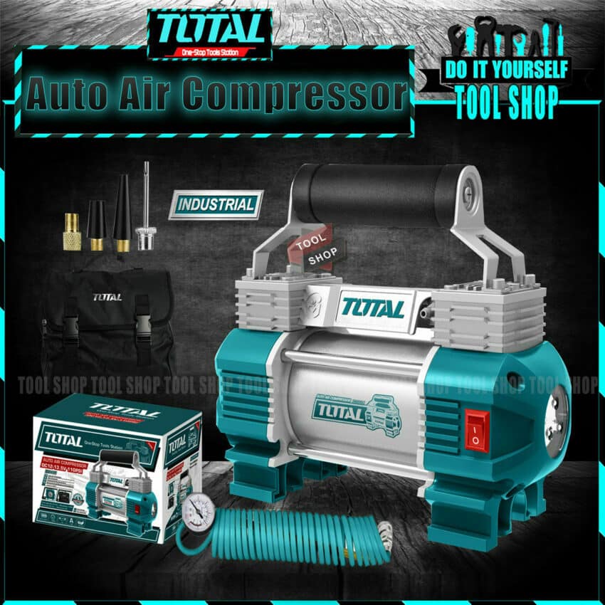 Total Heavy Duty Car Air Compressor With Light 2X Cylinder